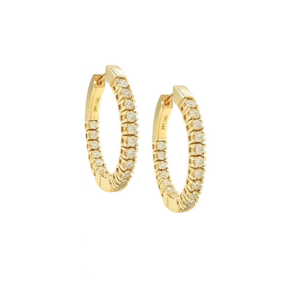 18k Yellow Gold Inside Out Diamond Hoop Earrings